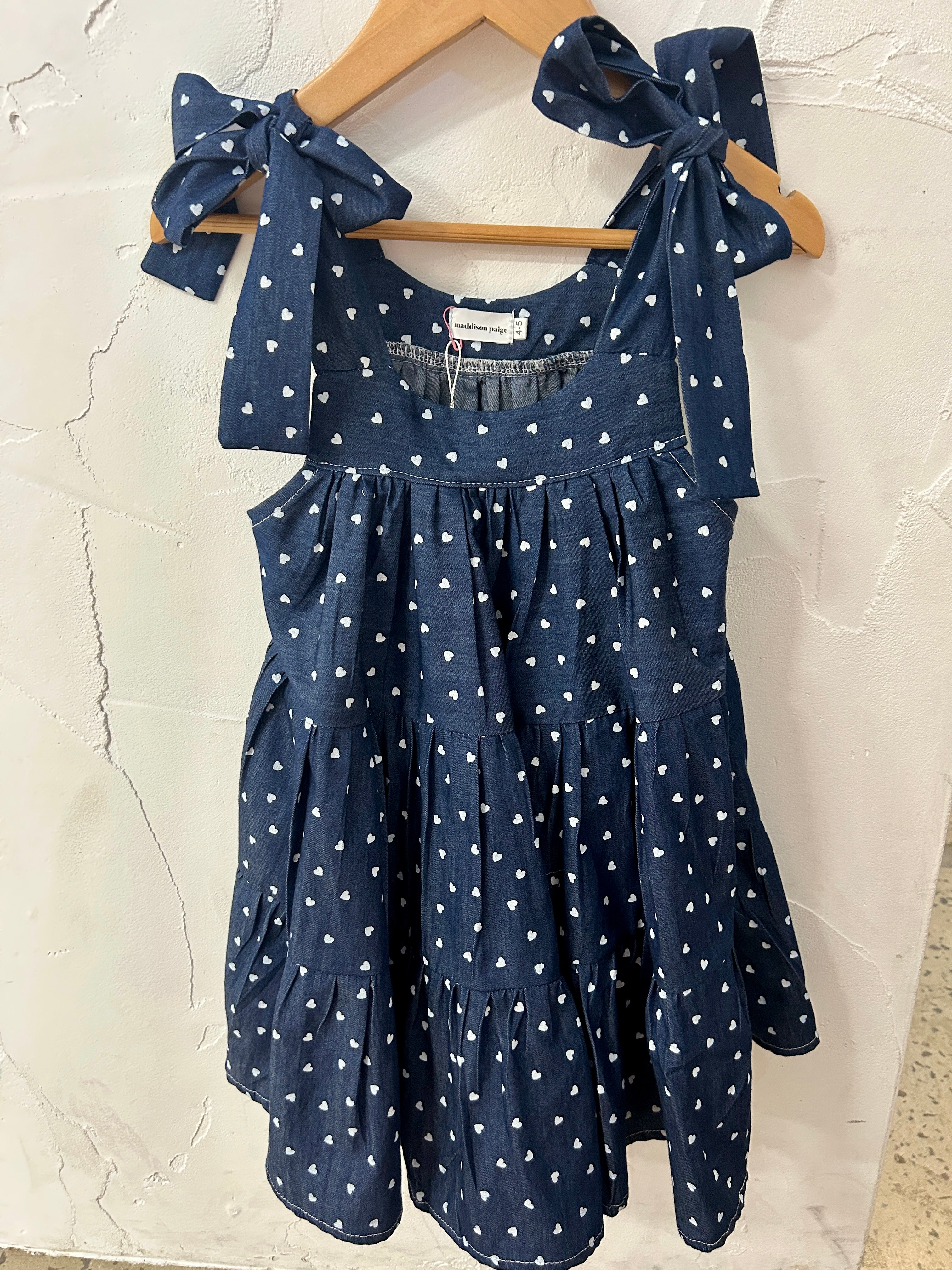 Maddison Paige - Poppy Dress - Denim Hearts – Moe and Me